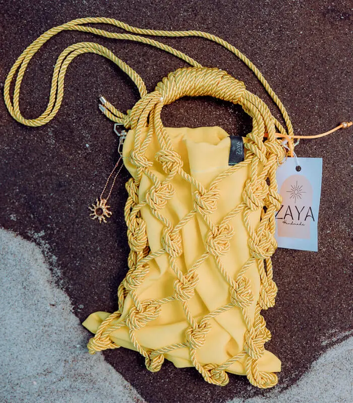 Eva Yellow Macrame Bag - Zaya Handmade | Bags California | Handcrafted ...